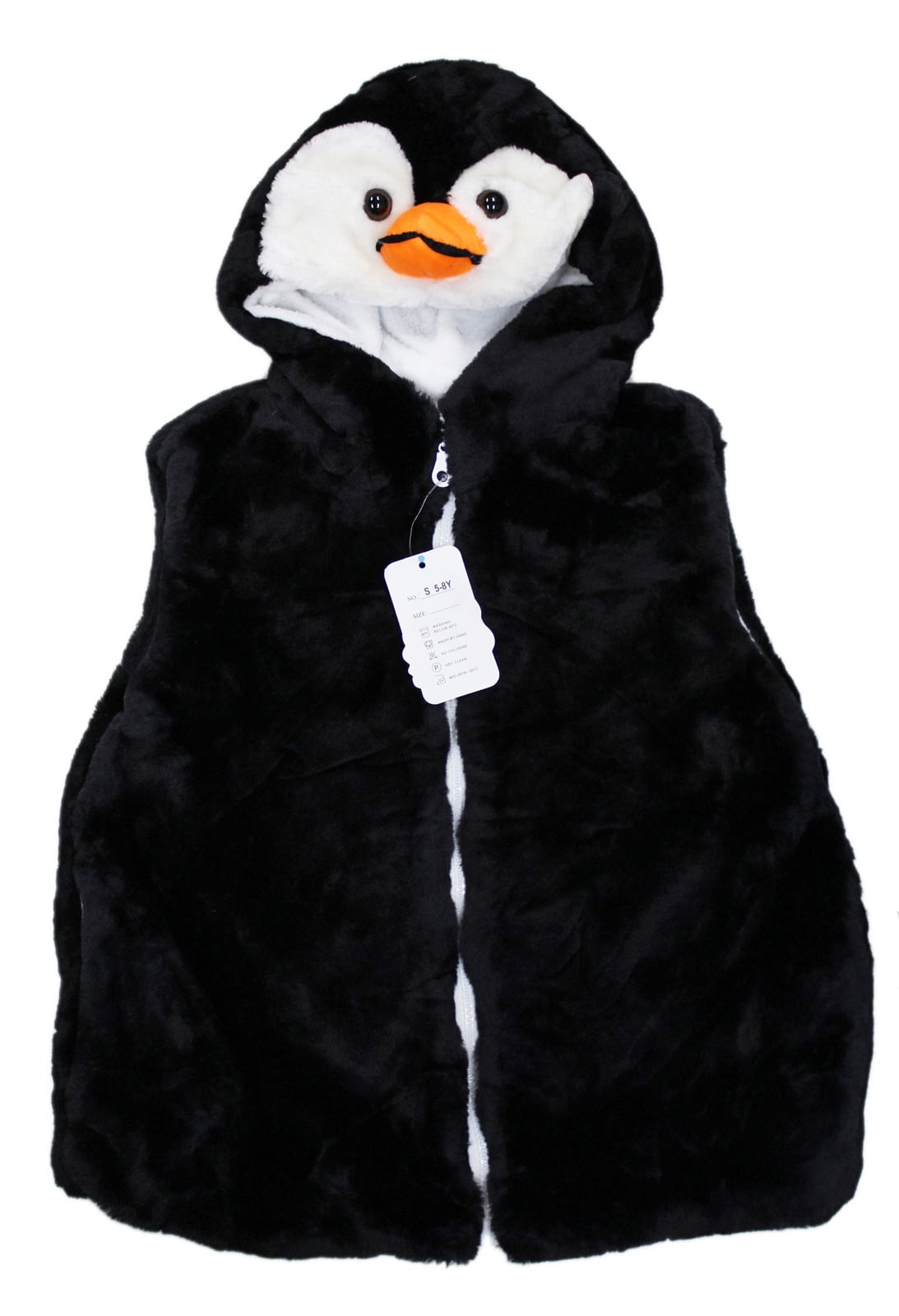 Hooded Sleeveless Plush Penguin Zip Up Vest (Small Ages: 5-8) - Walmart.com