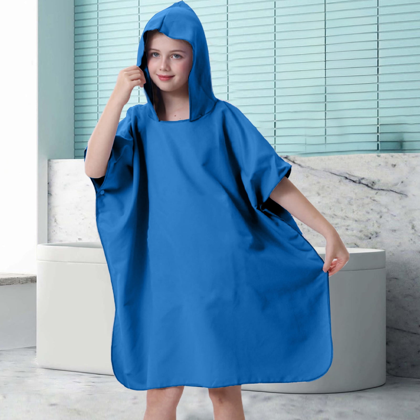 Hooded Surf Changing Robe with Pocket - Quick Dry Polyester Beach Towel ...