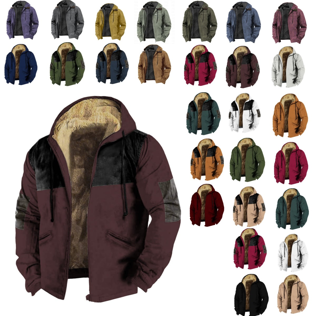 Hooded Sweater Brown Cotton Clothing Winter Trench Coat Men with Hood ...