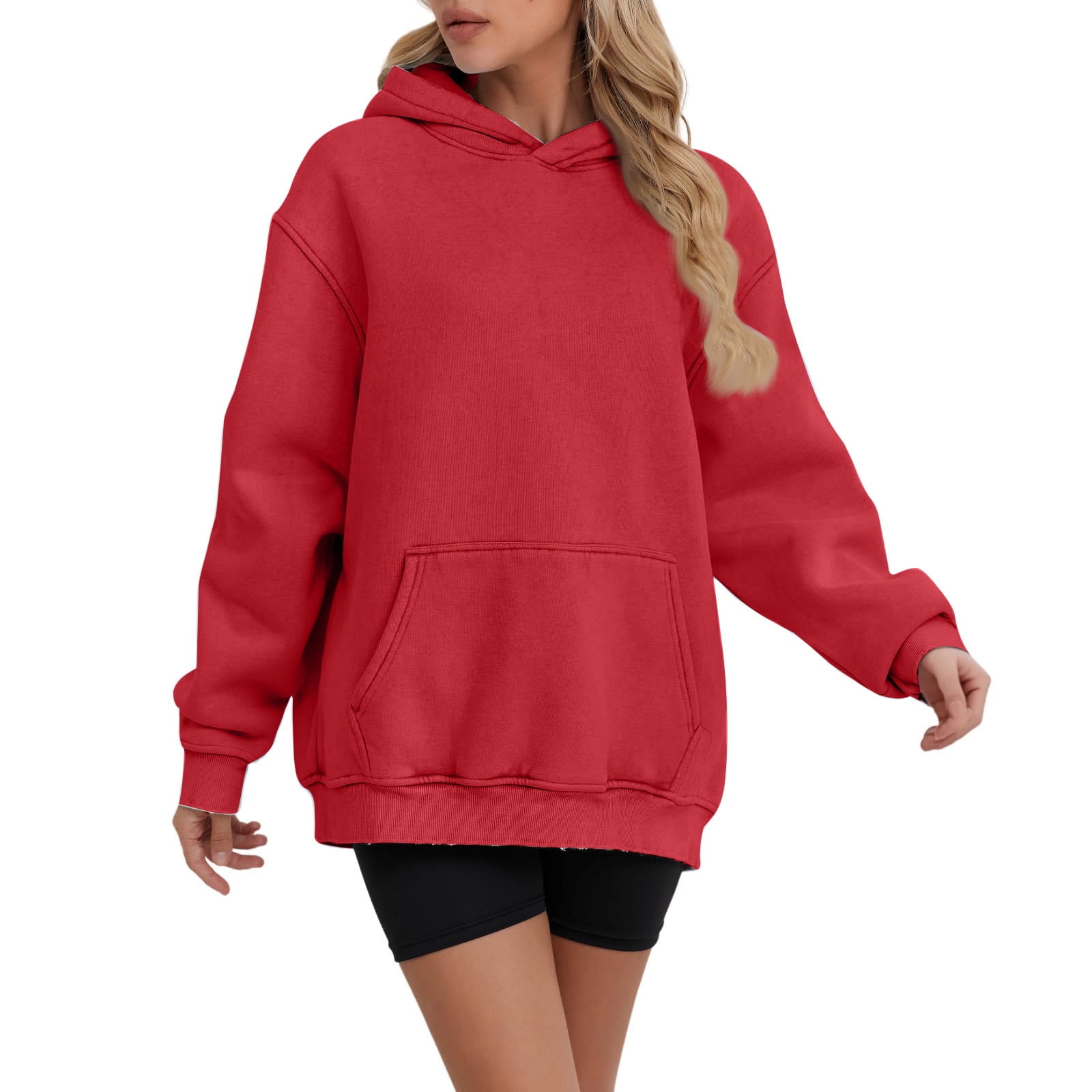 Hooded Sweatshirts For Women Plus Size Trendy Design Solid Color Blouse ...