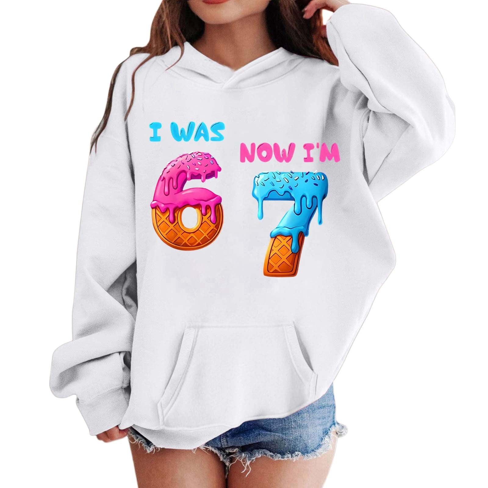 Hooded Sweatshirts for Girls Toddler & Kids 67 Number Print Warm Fall ...