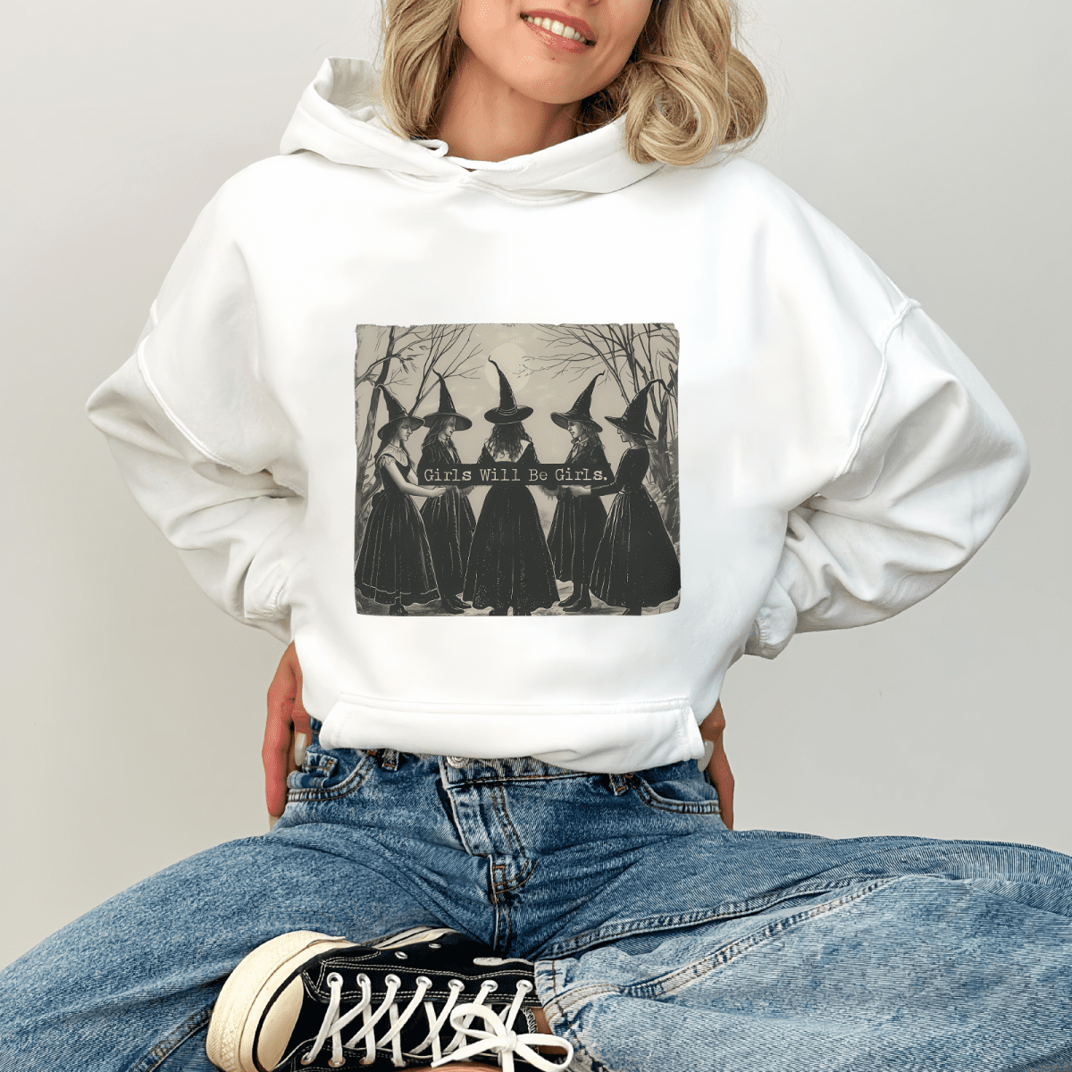 Hoodie with Dark - Feminine Witch Art Girls Will Be Girls – Vintage ...