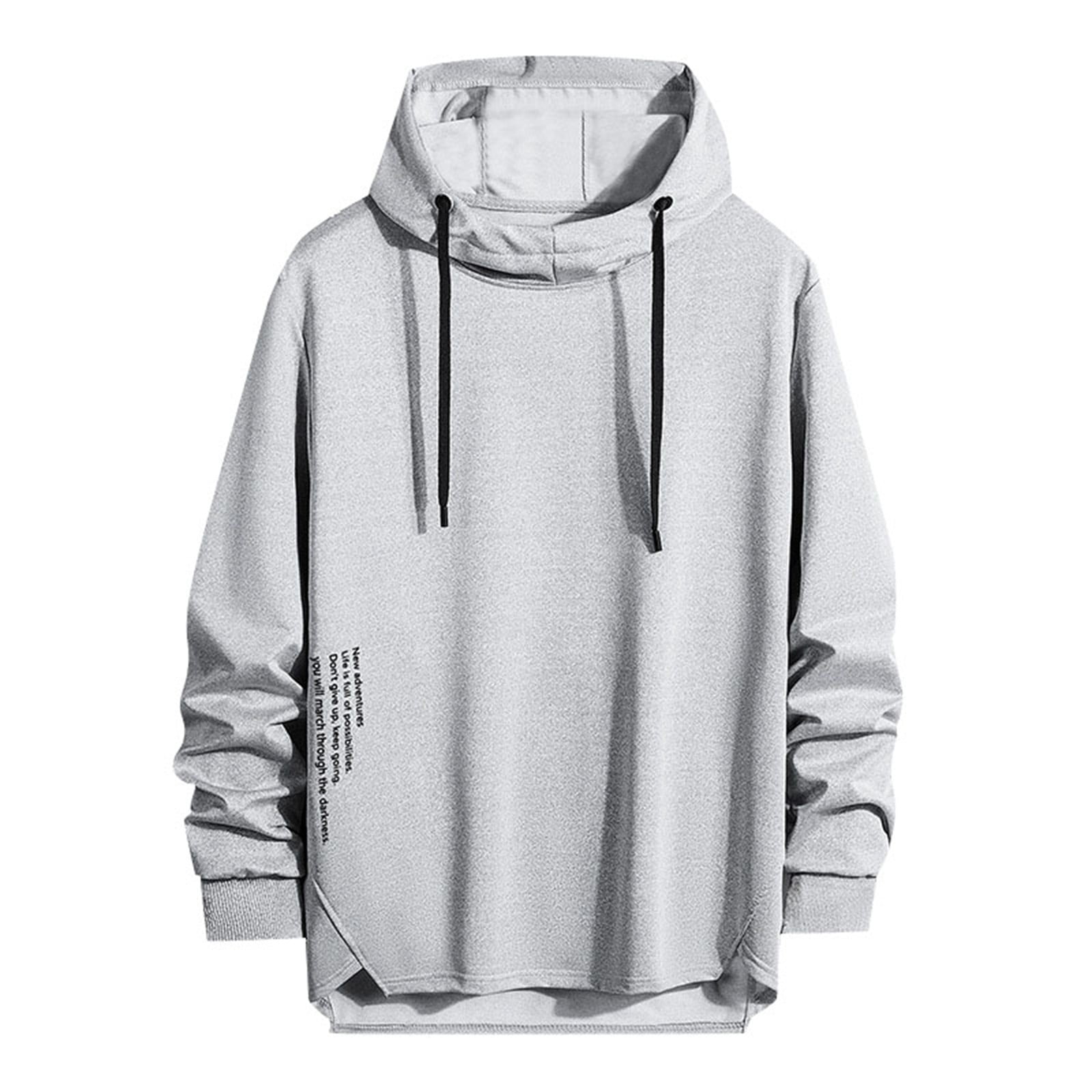 Hoodie Men Fall Loose Fit Drawstring Lightweight Long Sleeve Casual ...