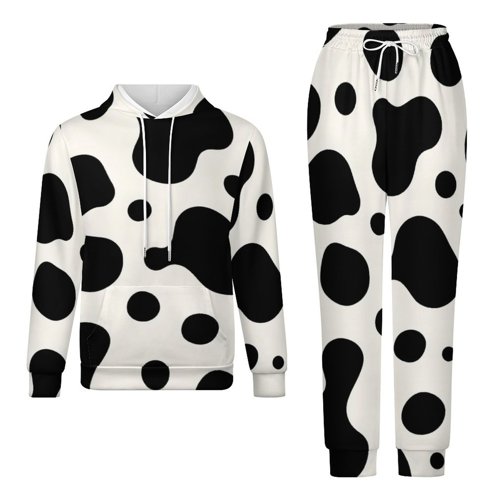 Hoodie Men Women Cow Spots Black And White Outfits Hoodie And Pants ...