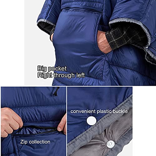 Hoodie Quilted Warm Poncho-Wearable Thermal Blanket-Windbreaker Coat ...