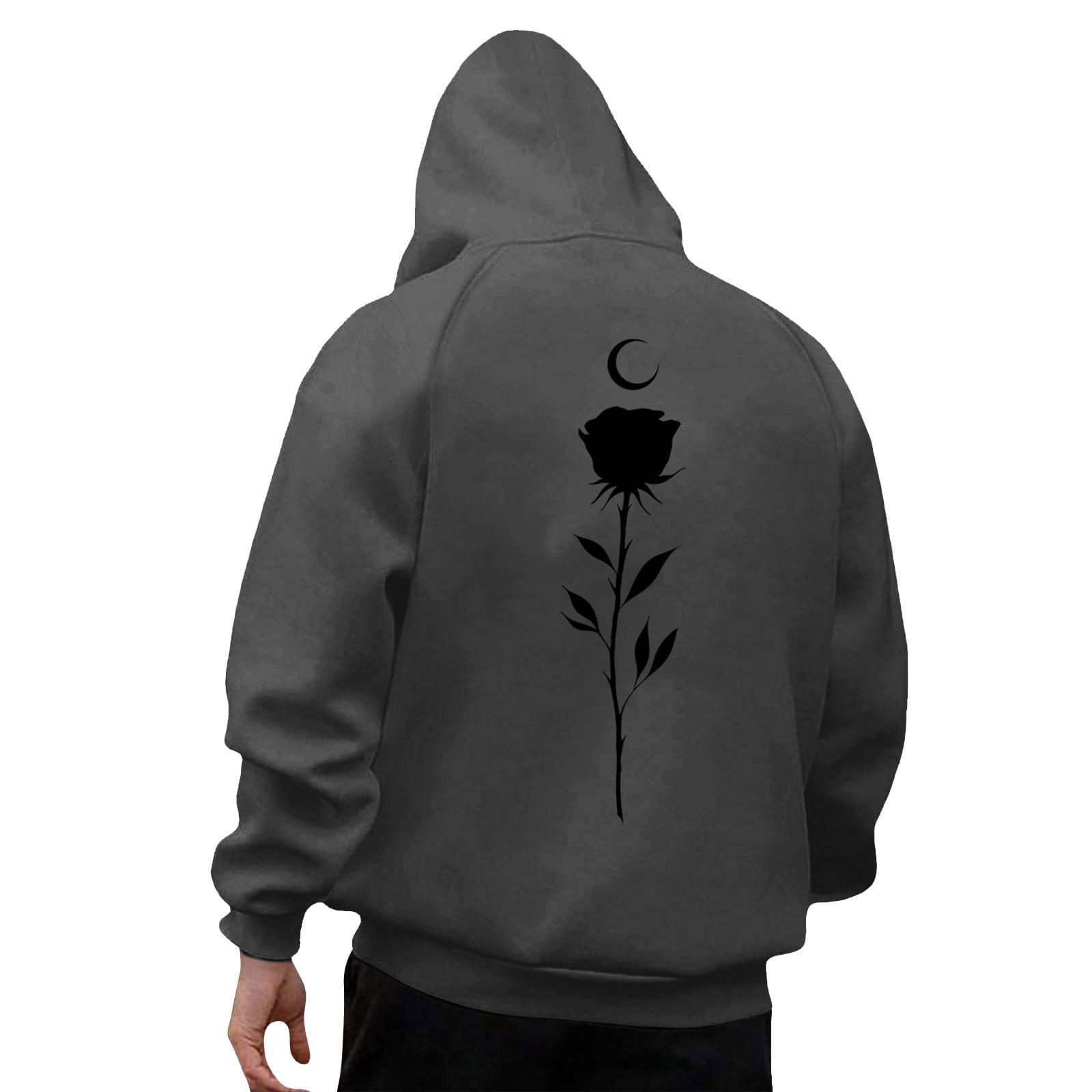 Hoodie Women Men Valentine's Day Hooded Sweatshirts Rose Print Long ...