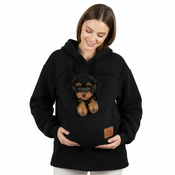 Hoodie with Cat Pouch | Pet Care Hoodie Long Sleeve Warm Fleece Fall ...