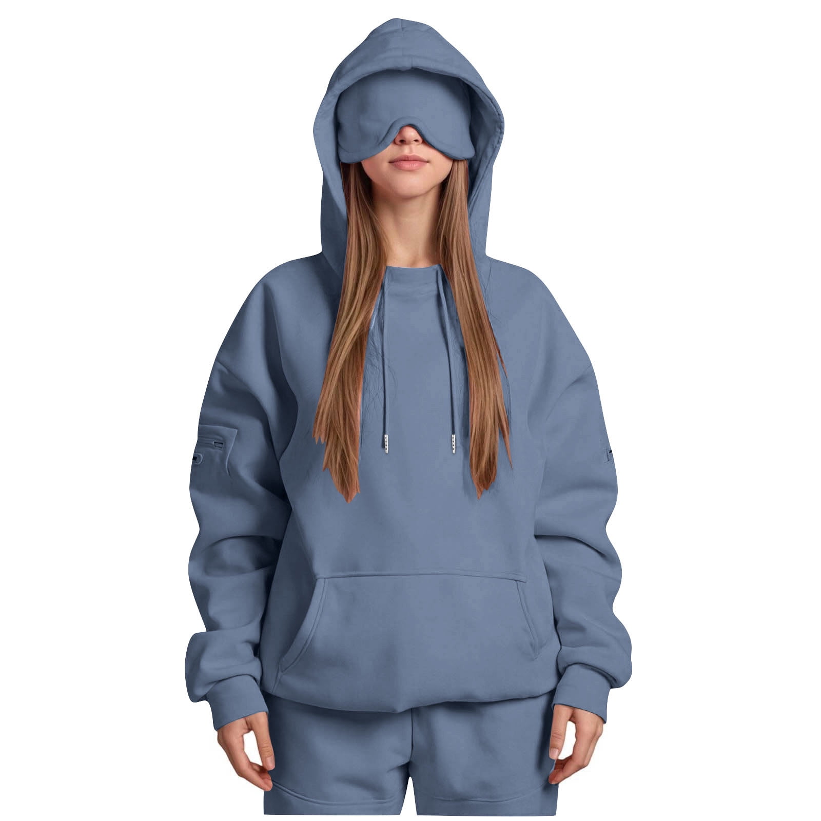 Hoodie with Eye Mask, Womens Drawstring Baggy Hooded Sweatshirt for ...