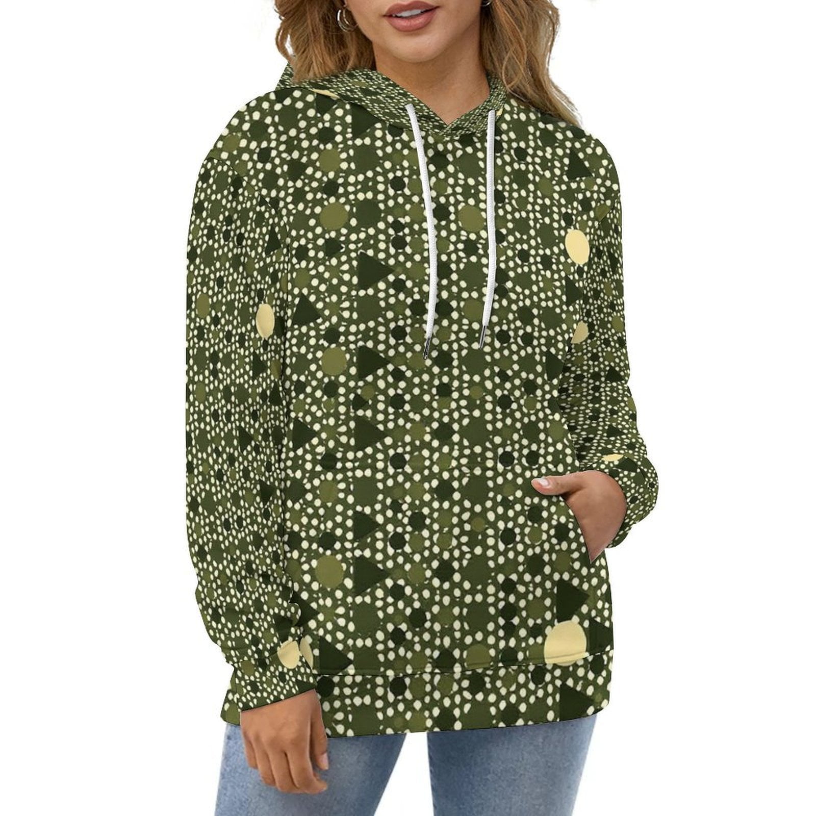 Hoodies Abstract Green Pattern Classic Hoodie Female Long Sleeve Casual ...