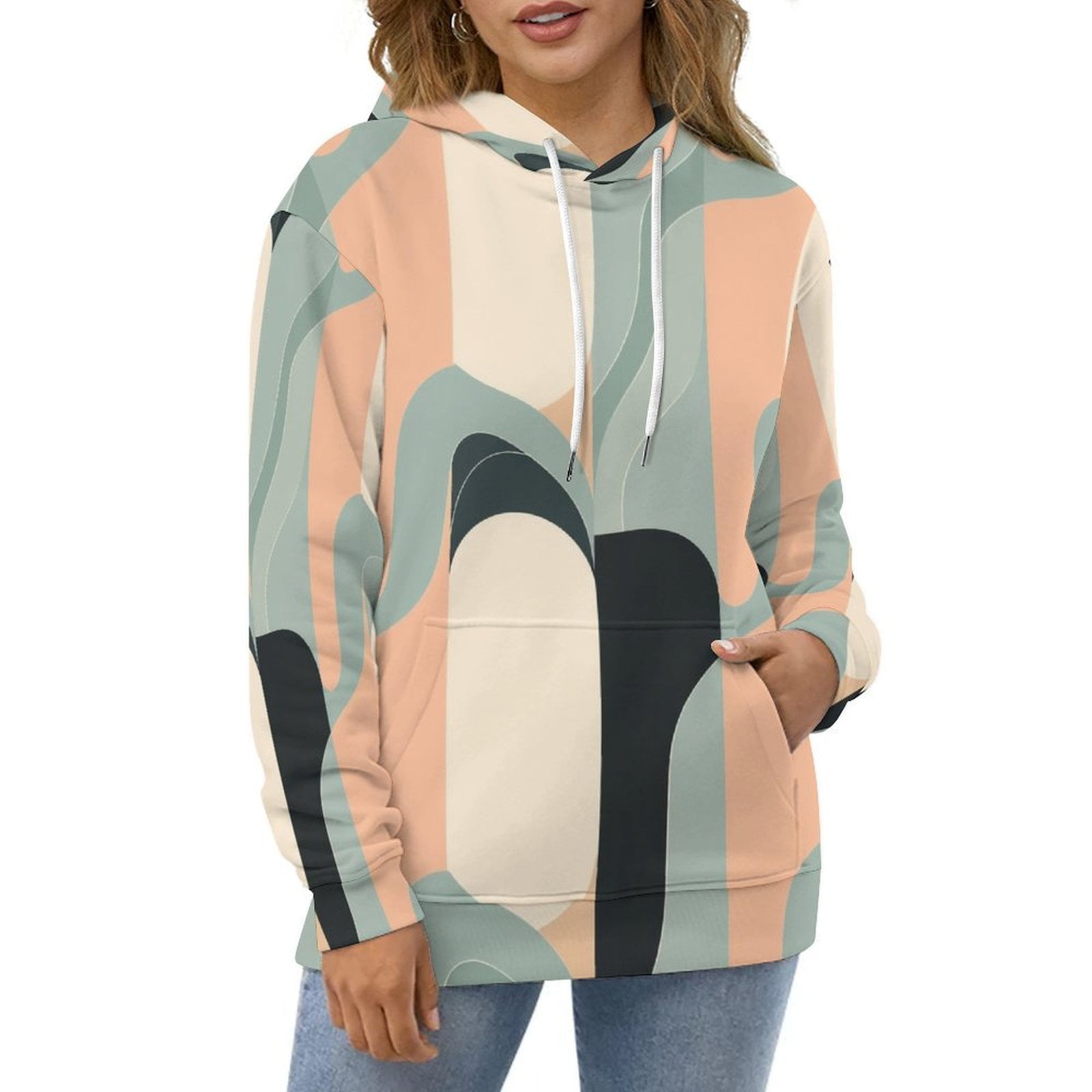 Hoodies Abstract Pastel Shapes Classic Hoodie Female Long Sleeve Casual ...