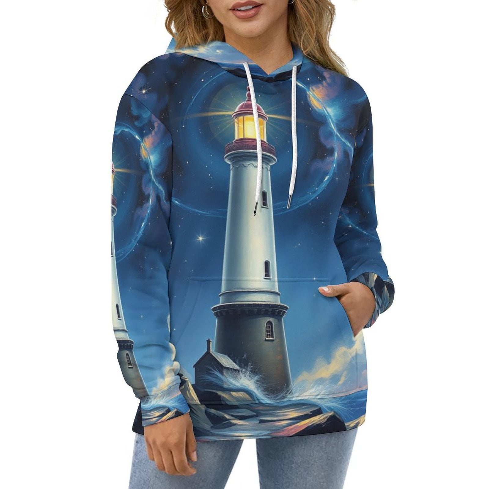 Hoodies Cosmic Lighthouse Beacon Classic Hoodie Female Long Sleeve ...