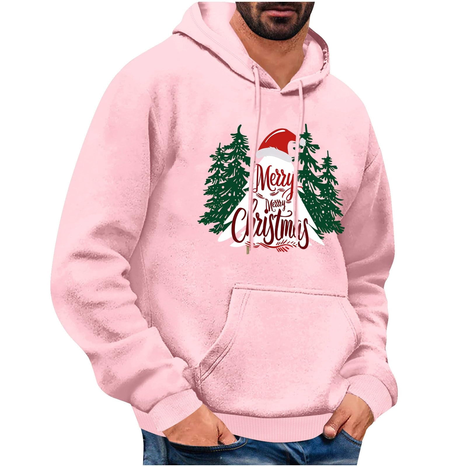 Hoodies For Mens Cute Santa Claus And Elk Print Graphic Sweatshirts ...
