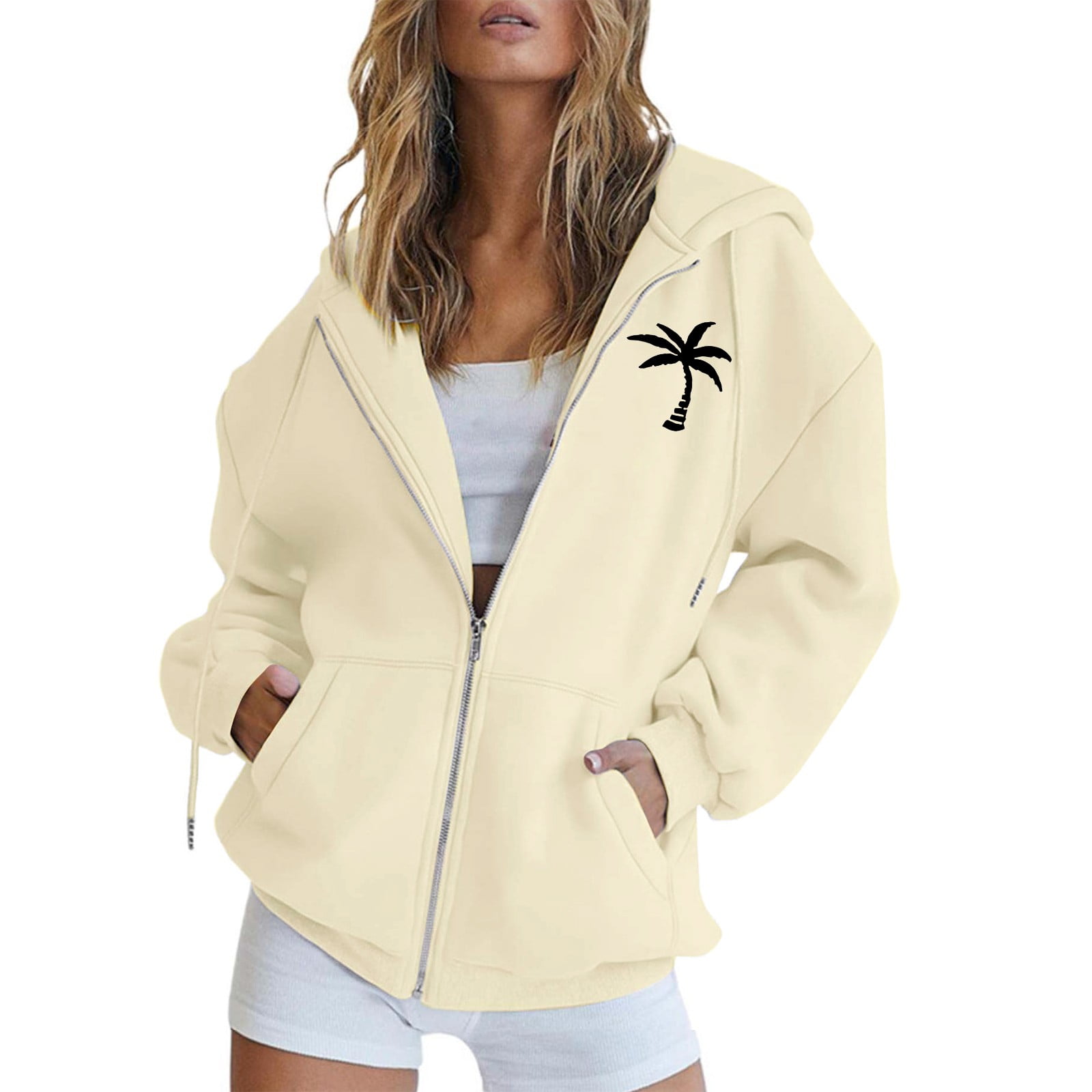 Hoodies For Women Cute Coconut Tree Print Fashionable Soft And Easy ...
