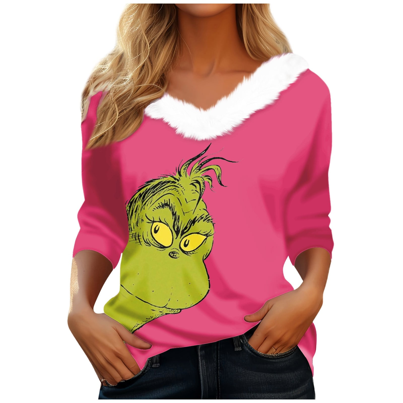 Hoodies For Women Grinch Hoodie Adult Women'S Festive Red Christmas ...