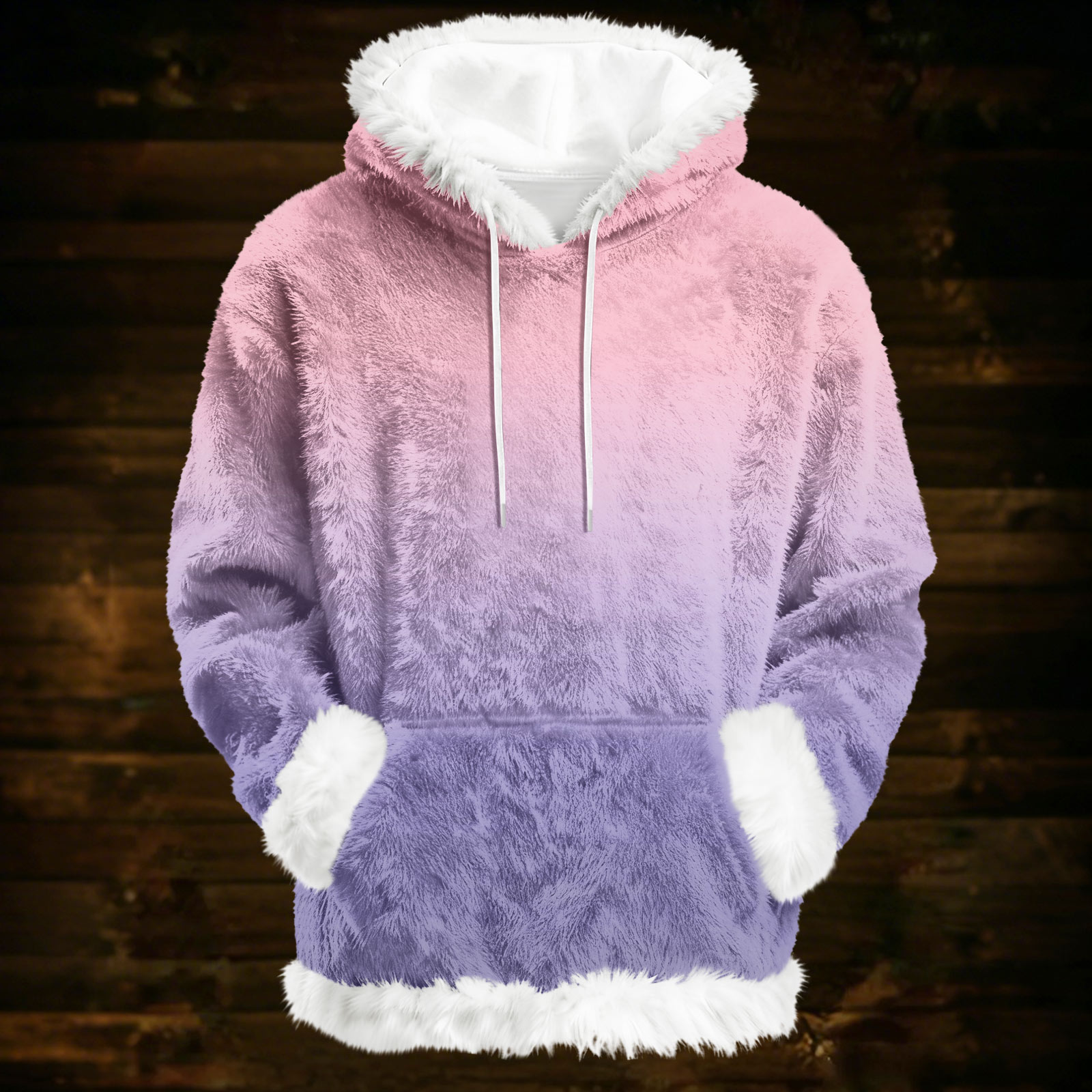 Hoodies For Women Oversized Winter Plush Cute Gradient Print Flannel ...