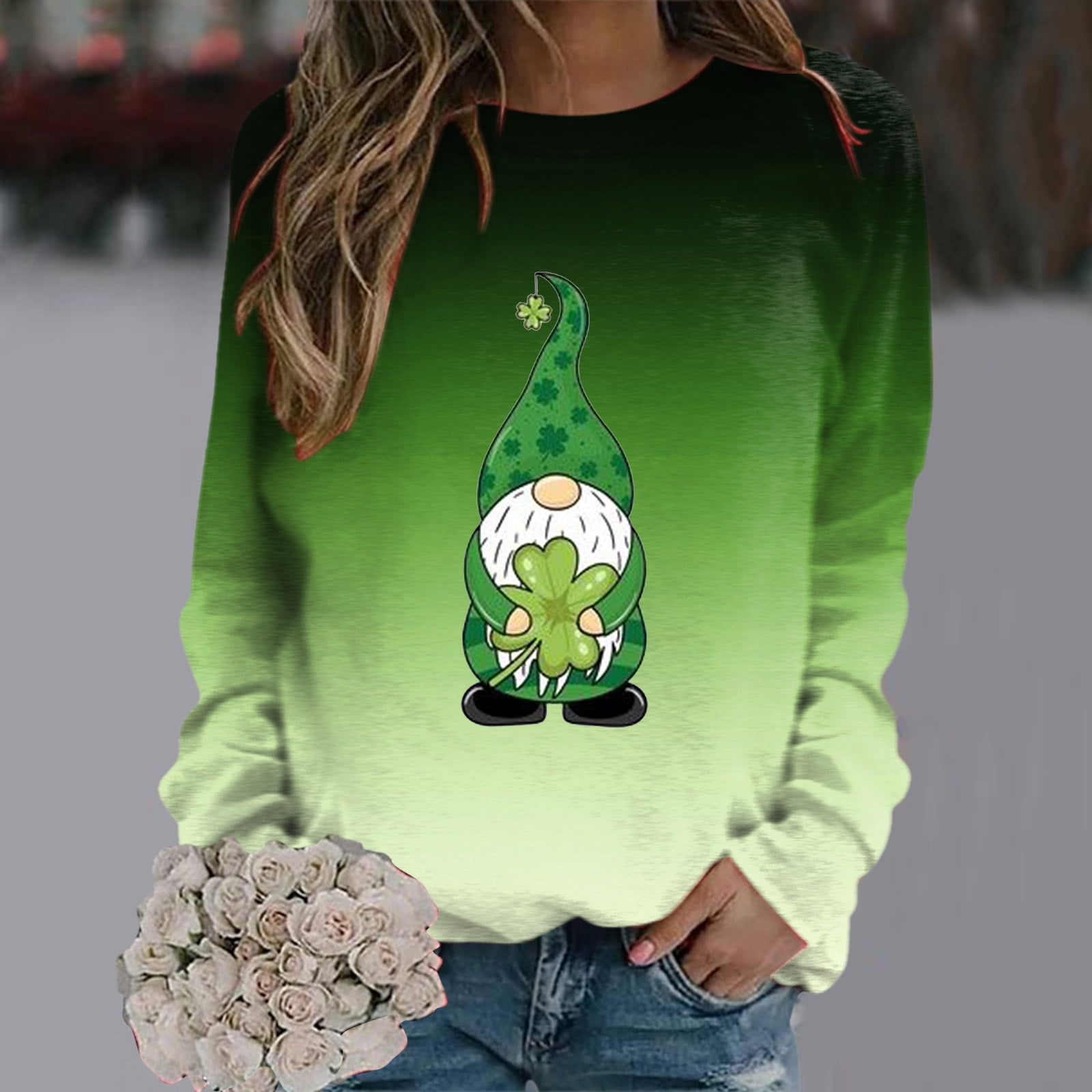 MPWEGNP Hoodies for Women Womens Casual Hoodie Long Sleeve Pullover Graphic Design Green ...