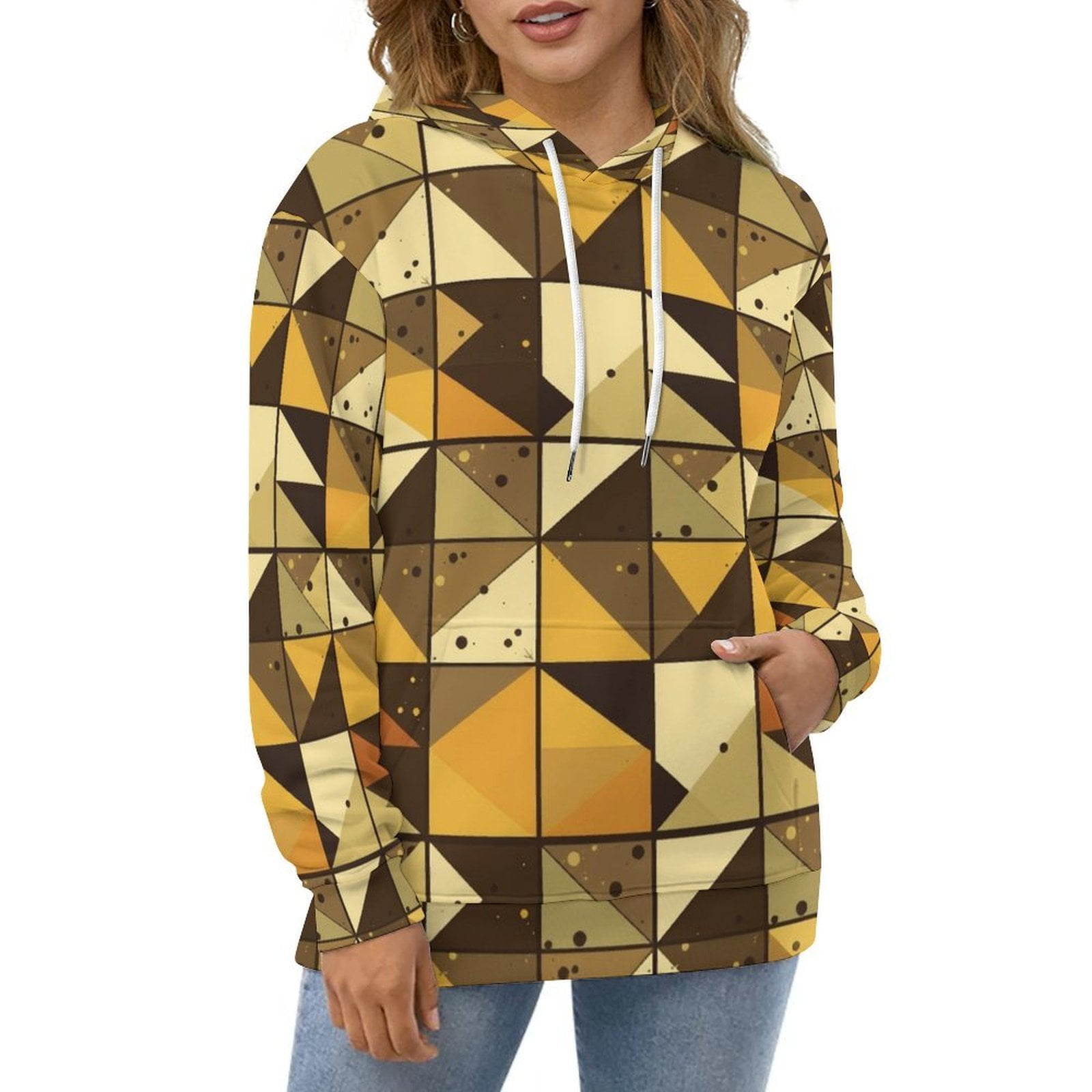 Hoodies Geometric Gold Pattern Long Sleeve Casual Hoodie Winter ...