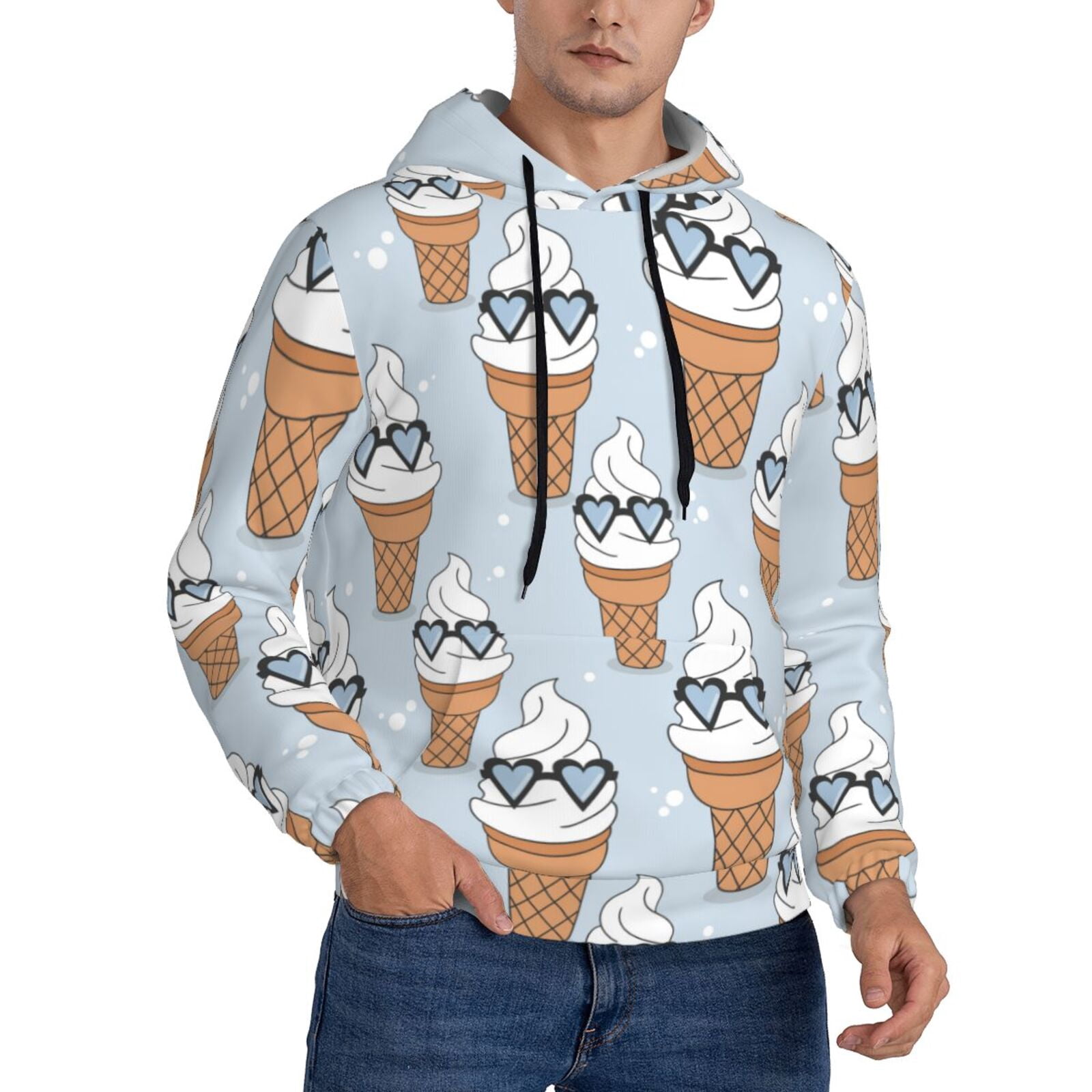 Hoodies for Men - Cartoon Cool Ice Cream Print Long Sleeve Comfrt Men'S ...
