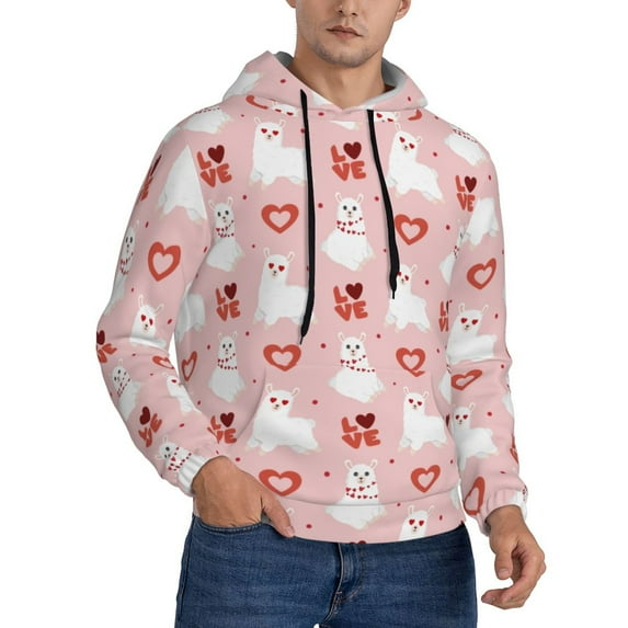 Hoodies for Men - Cartoon Cute Alpacas Love Pink Long Sleeve Comfrt Men'S Fashion Hoodies ...