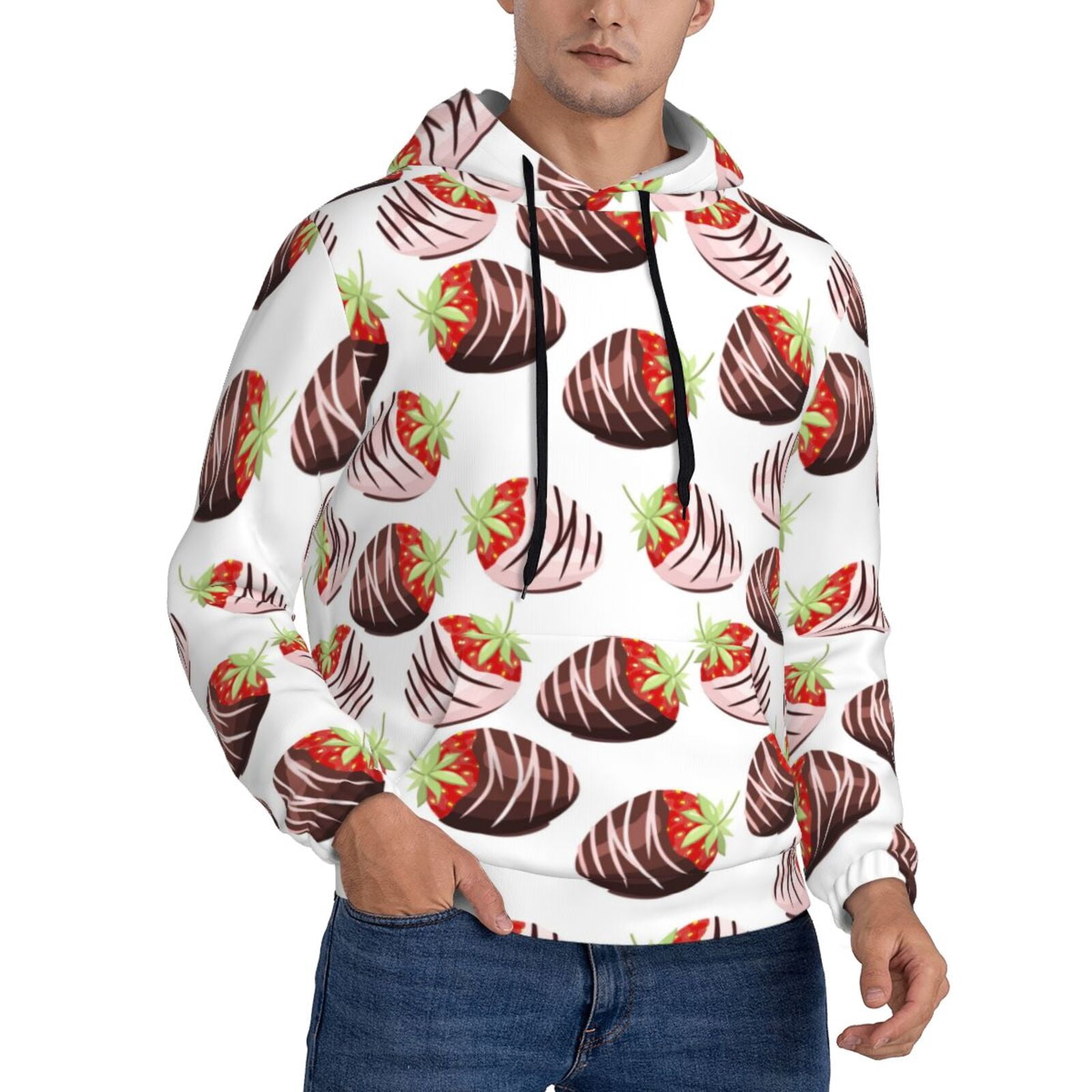 Hoodies for Men - Chocolate Strawberry Print Long Sleeve Comfrt Men'S ...