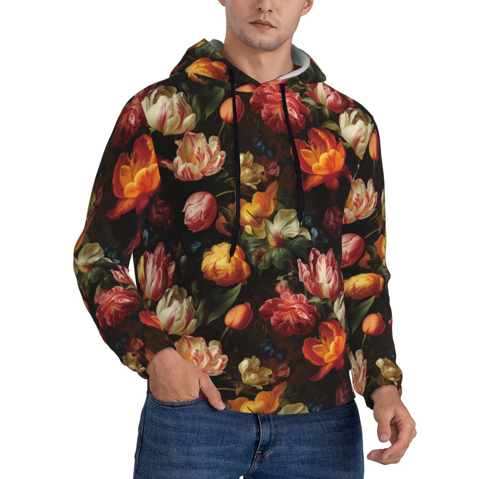 Hoodies for Men - Colorful tulips Essentials Hoodie Sweatshirts for Men with Pockets, Long ...