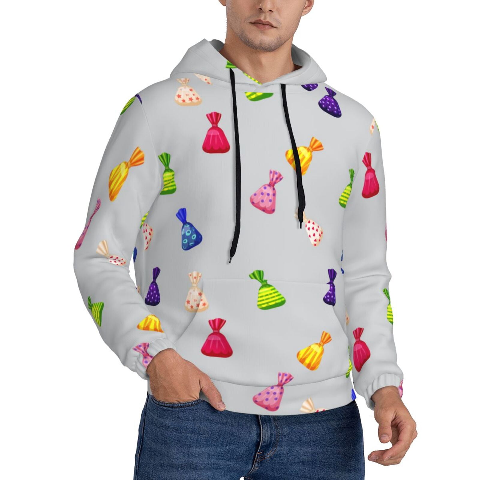 Hoodies for Men - Colourful Chocolate Candy Print Long Sleeve Comfrt ...