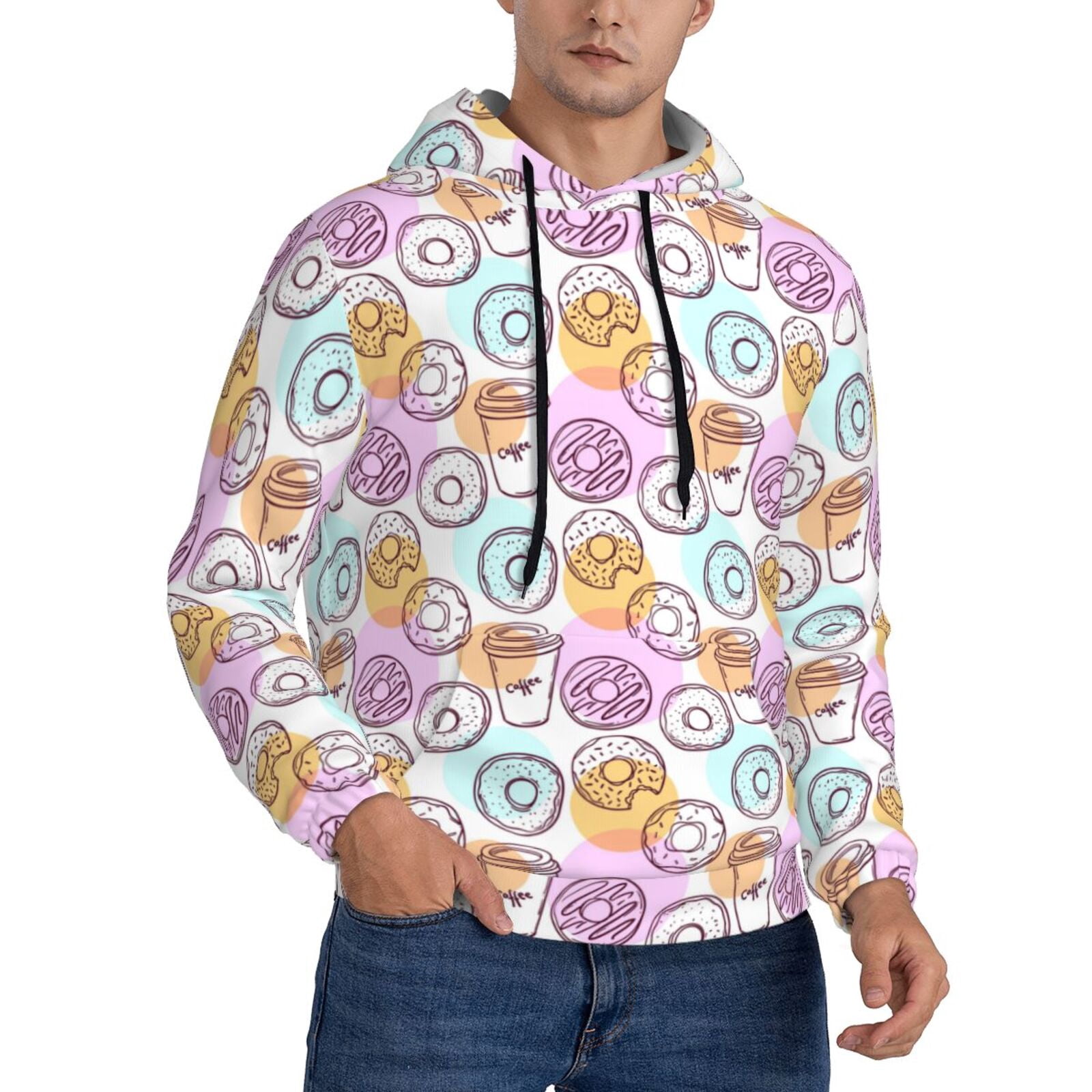 Hoodies for Men - Donuts and Coffee Essentials Hoodie Sweatshirts for ...