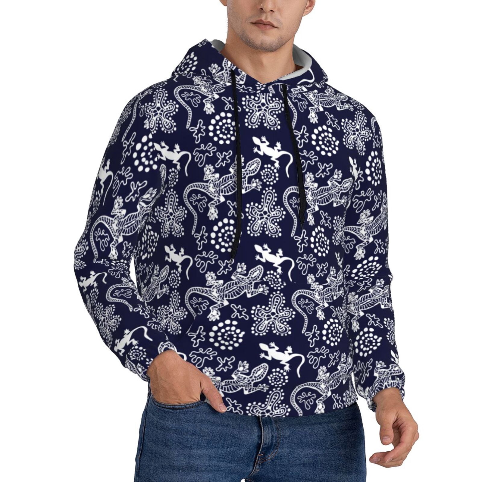 Hoodies for Men - Exotic Gecko Lizard White Long Sleeve Men'S Fashion ...