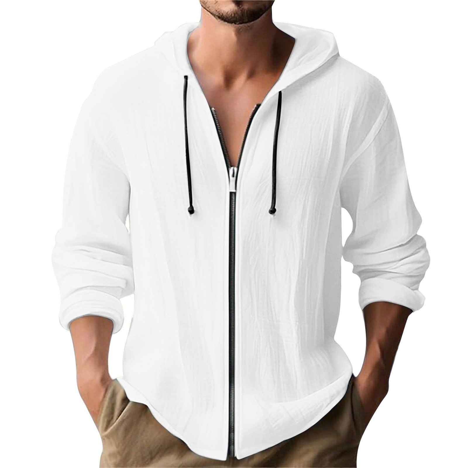 Hoodies For Men Full Zip Solid Color Casual Fashion Loose Hooded ...