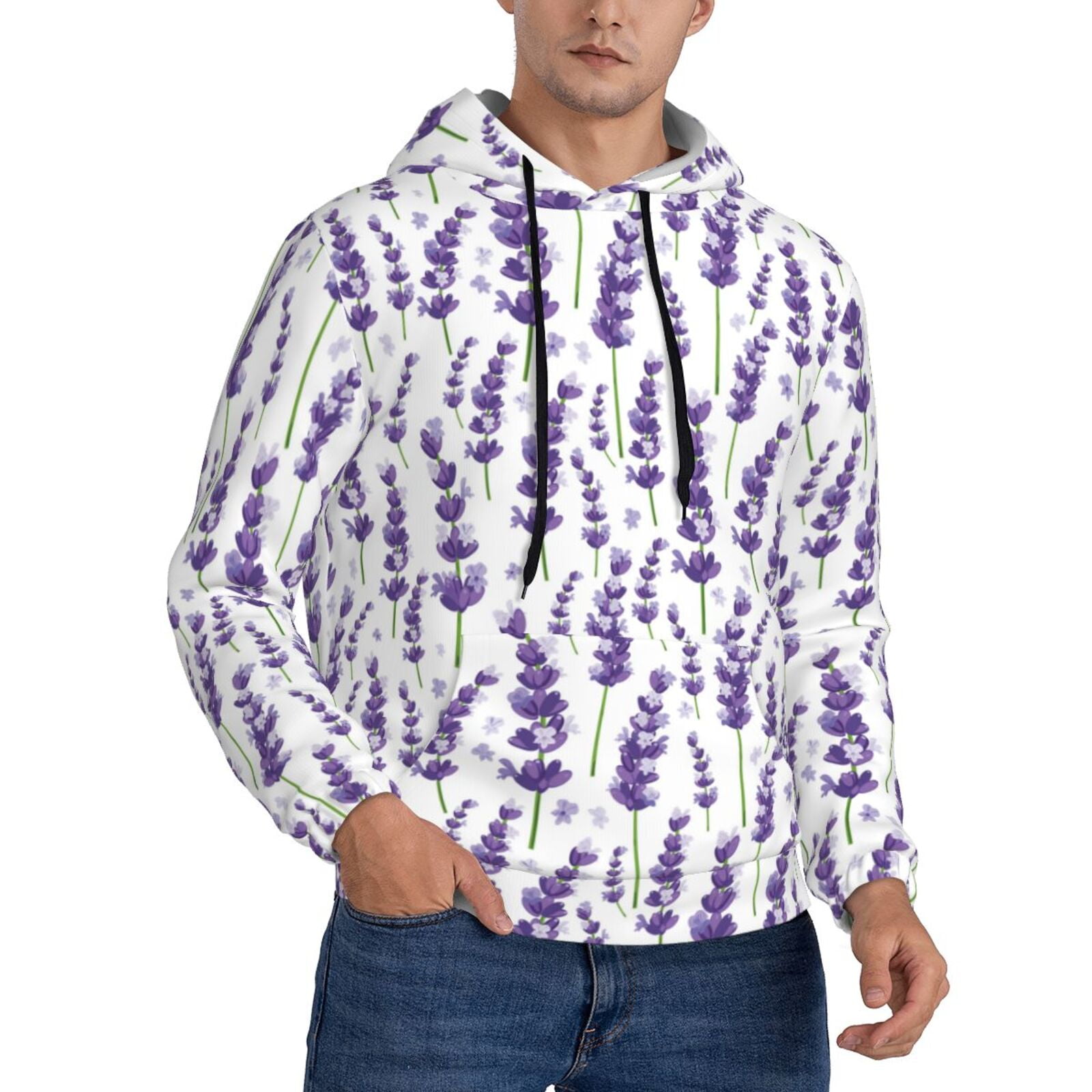 Hoodies for Men - Lavender Flowers Purple Long Sleeve Men'S Fashion ...
