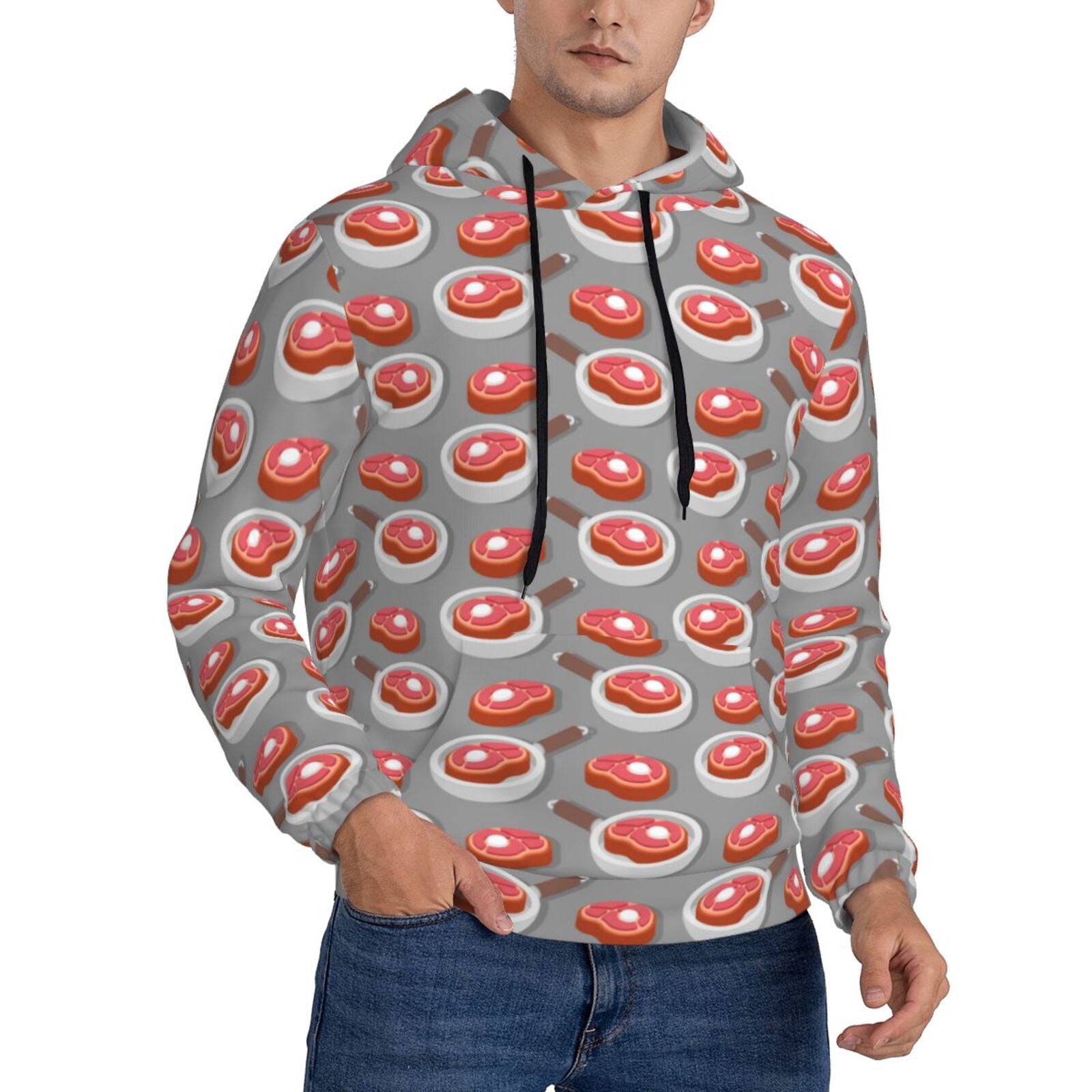 Hoodies for Men - Pan Fried Steak Print Long Sleeve Comfrt Men'S ...