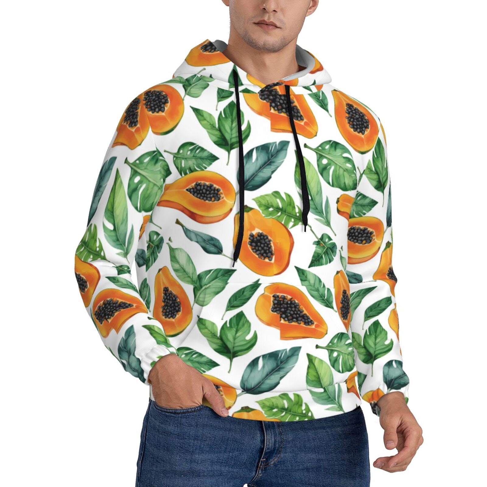 Hoodies for Men - Papaya palm leaves Long Sleeve Comfrt Men'S Fashion ...