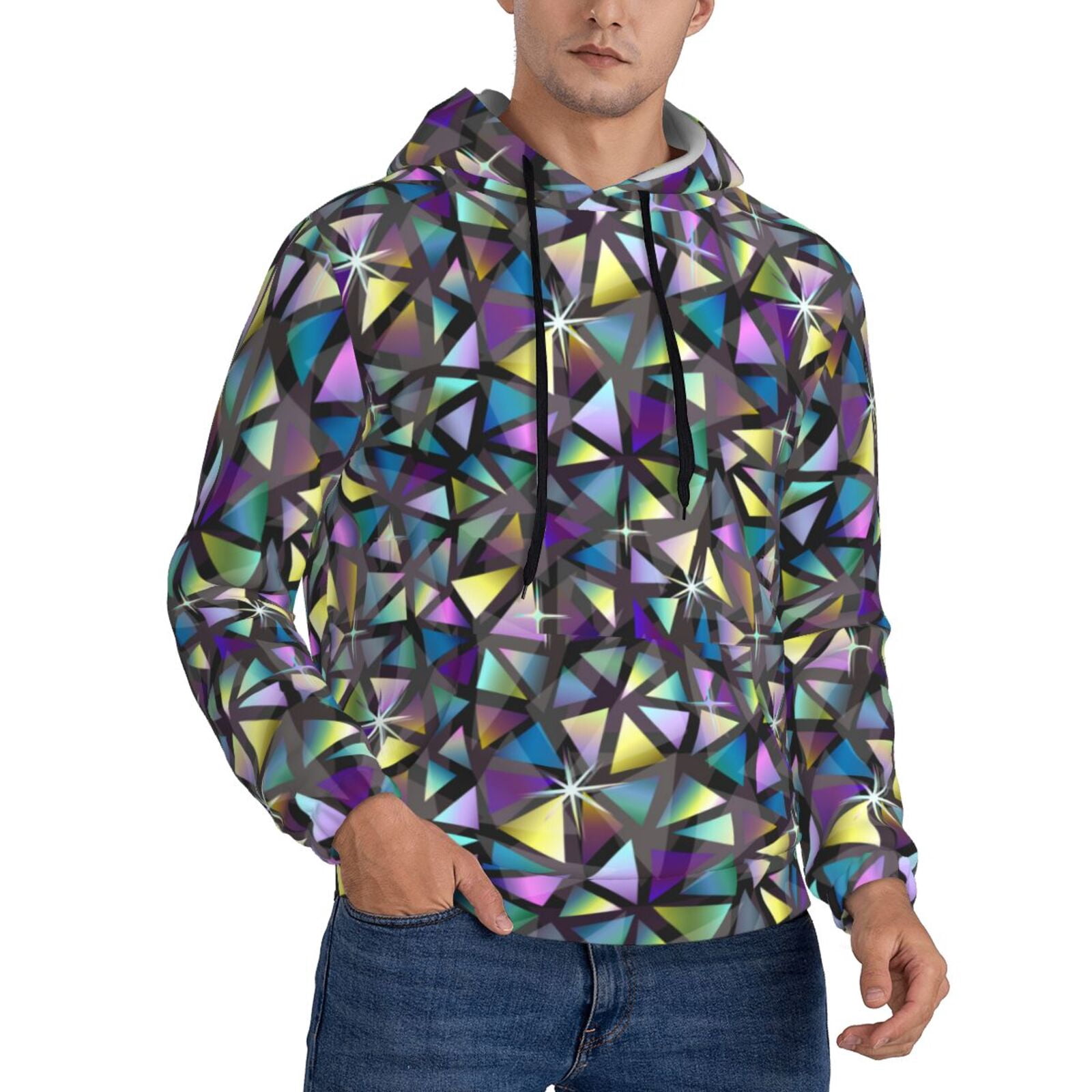 Hoodies for Men - Purple-Gold Triangles Long Sleeve Comfrt Men'S ...