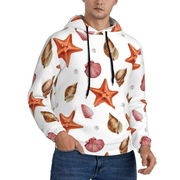 Hoodies for Men - Red Starfish Pink Scallops Long Sleeve Men'S Fashion ...