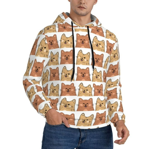 Hoodies for Men - Sassy Cute Cartoon Cat Long Sleeve Men'S Fashion ...
