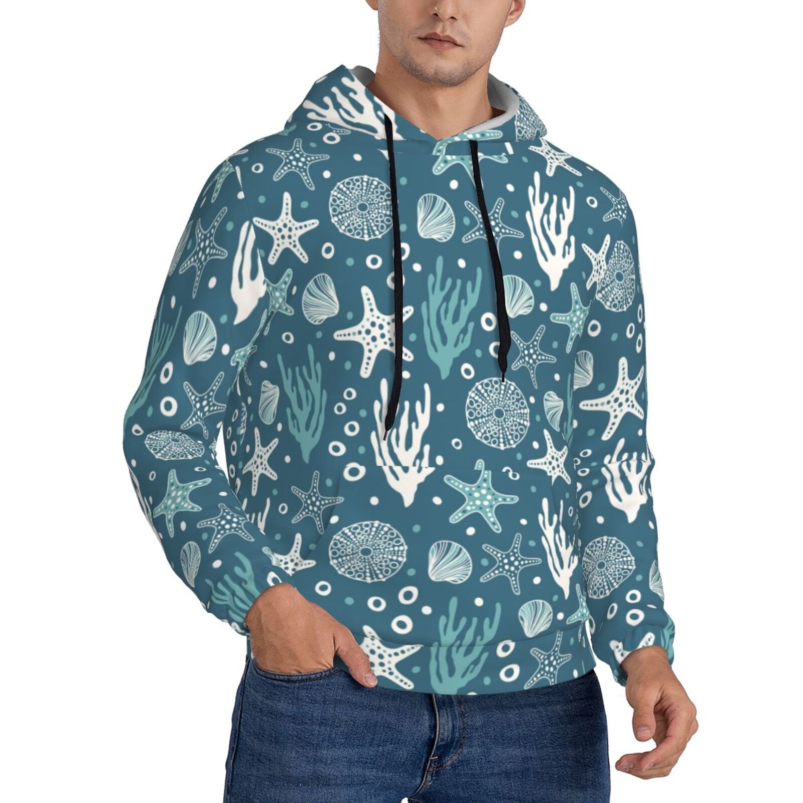 Hoodies for Men - Summer starfish shell coral Long Sleeve Comfrt Men'S ...