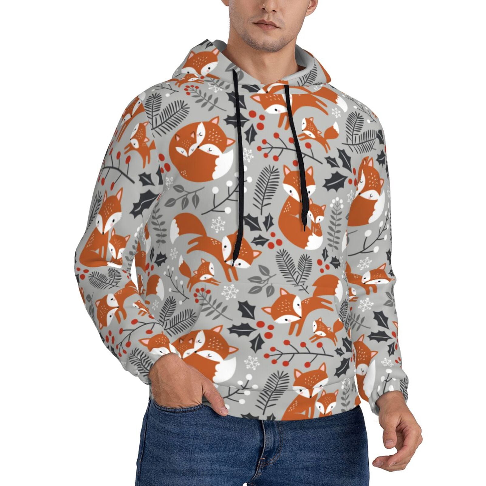 Hoodies for Men - Vintage Blue Fox Family A Long Sleeve Men'S Fashion ...