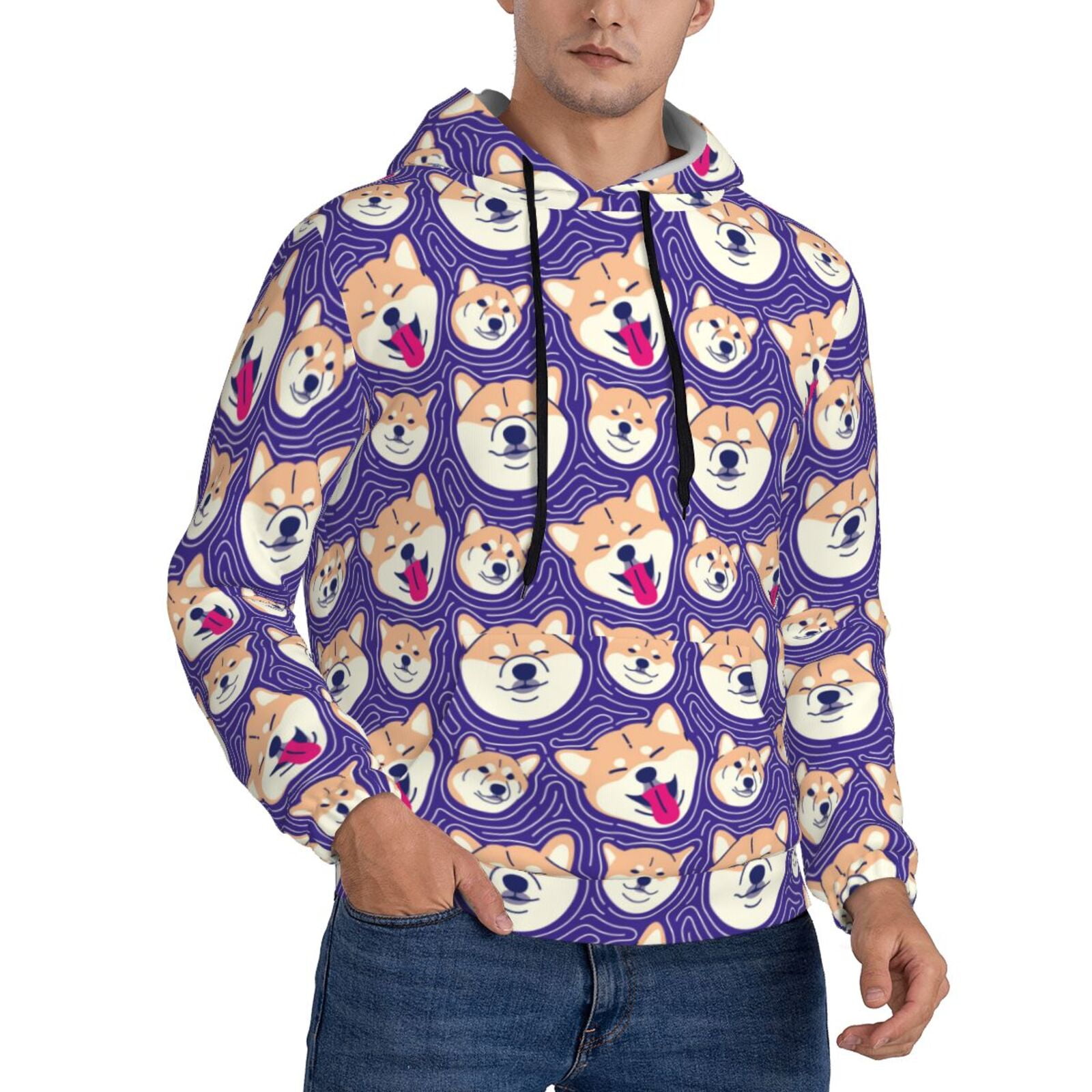 Hoodies for Men - Water Ripple Cute Corgi Dog Long Sleeve Comfrt Men'S ...