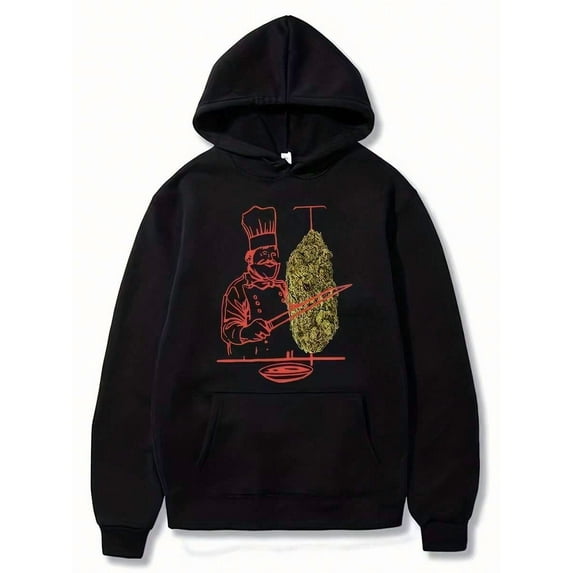 Hoodies Men's Graphic Print Hooded Sweatshirt - Chef & Design, Black ...