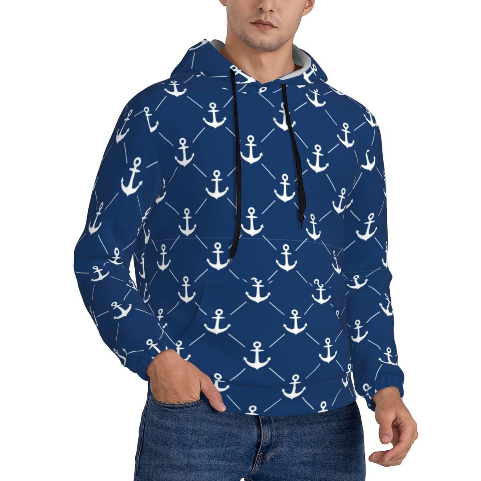 Hoodies for Men - white anchor cool navyblue Essentials Hoodie ...