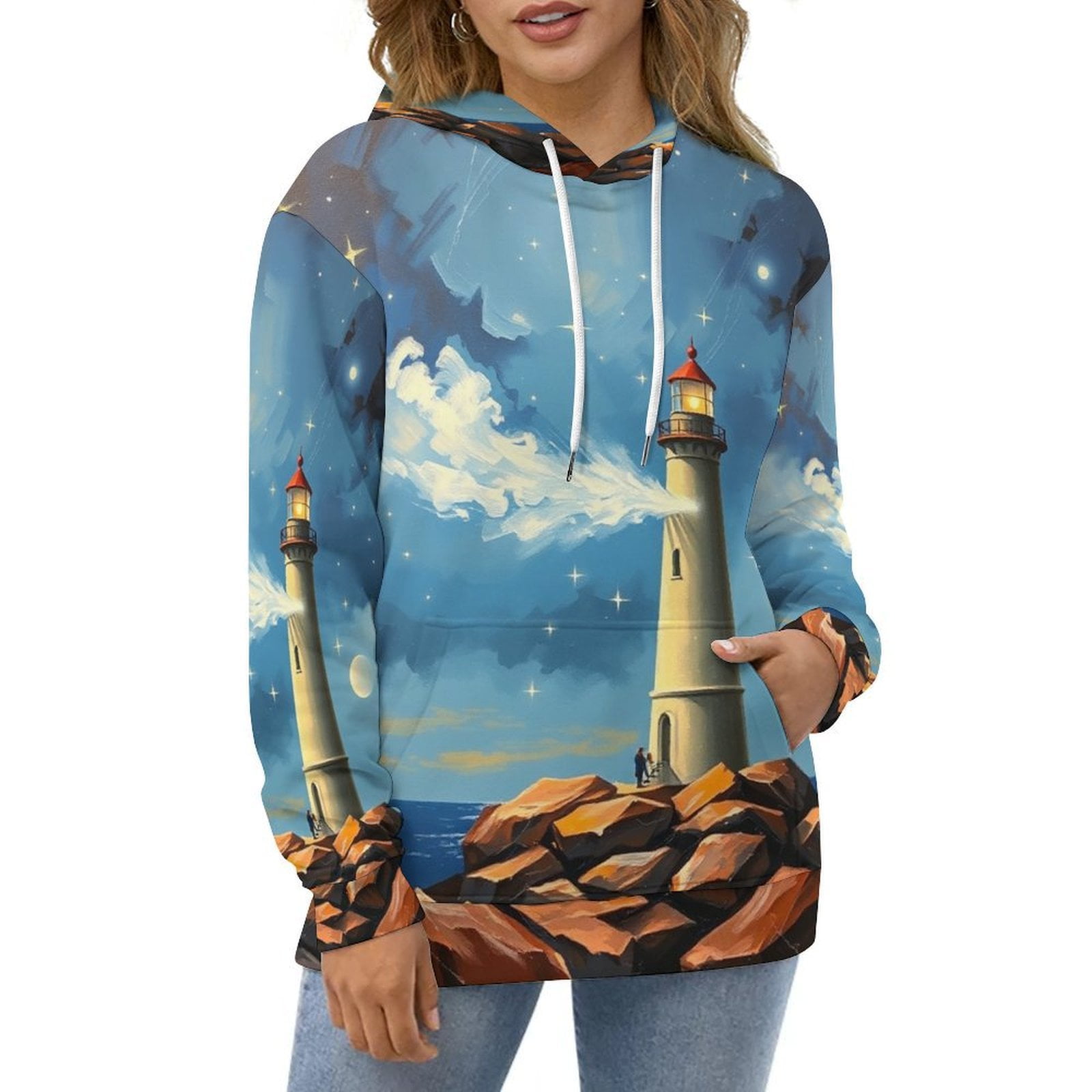 Hoodies Night Sky Lighthouse Dream Long Sleeve Casual Hoodie Winter ...