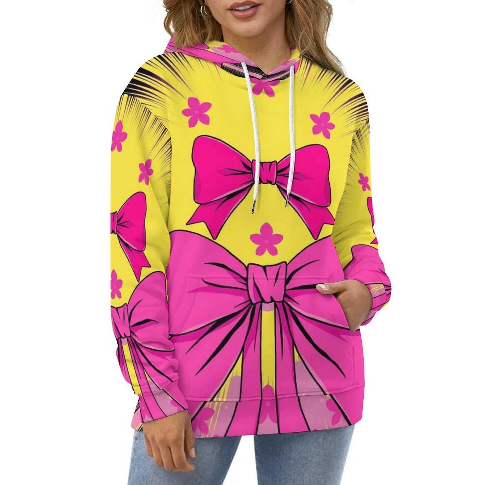 Hoodies Pink Ribbon Explosion Long Sleeve Casual Hoodie Winter ...