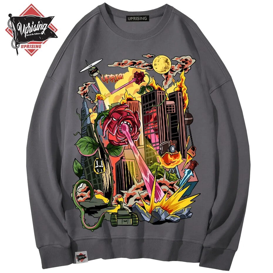 Hoodies, Sweatshirts Men Rose Flower attack Printe Men's Tee Shirts ...