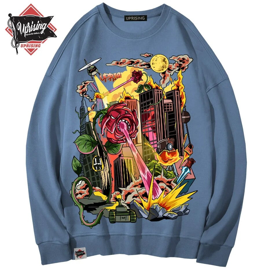 Hoodies, Sweatshirts Men Rose Flower attack Printe Men's Tee Shirts long Sleeve Fashion High ...