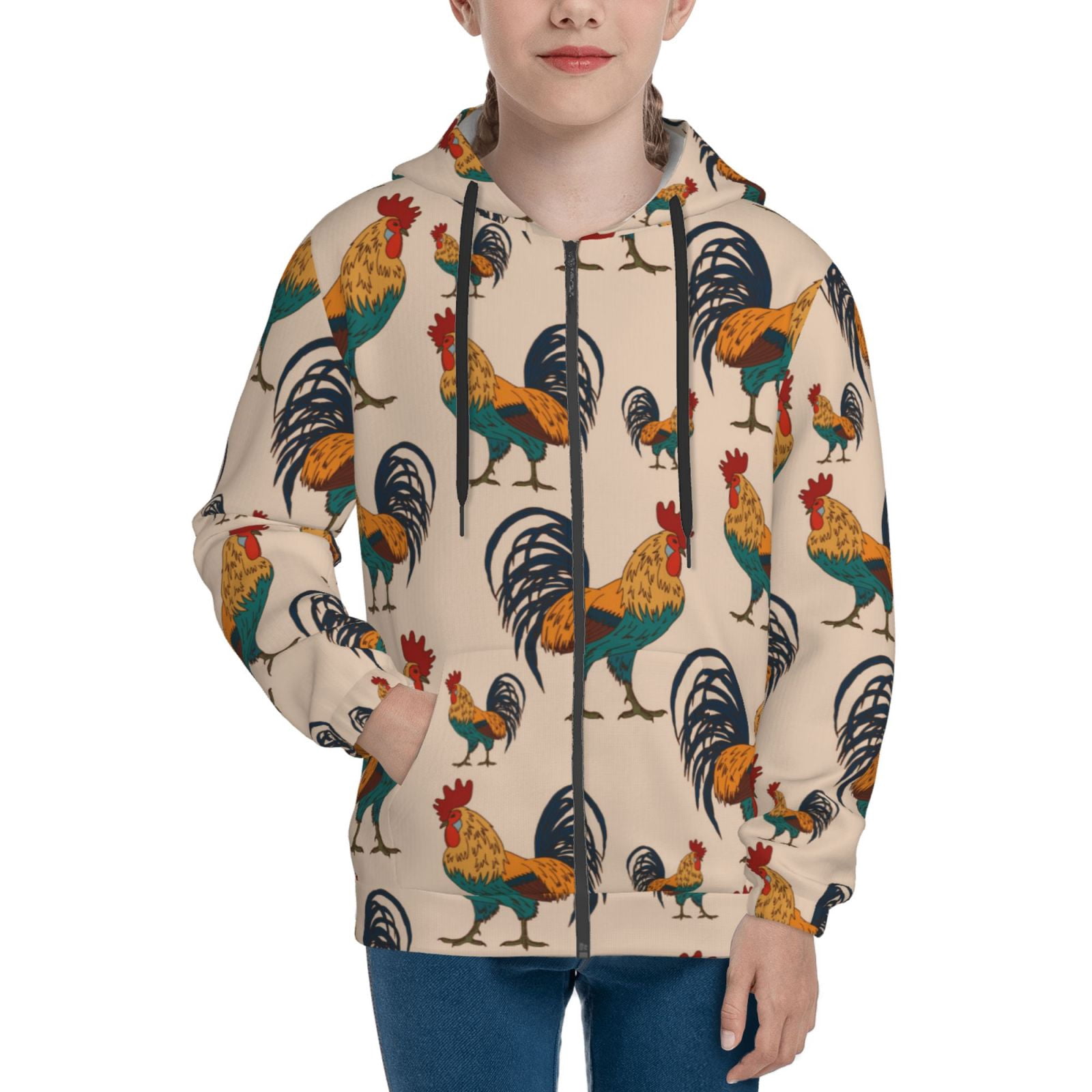 Hoodies for Teen Girls Boys - Cartoon Cute Rooster Chicken Warm Boys ...
