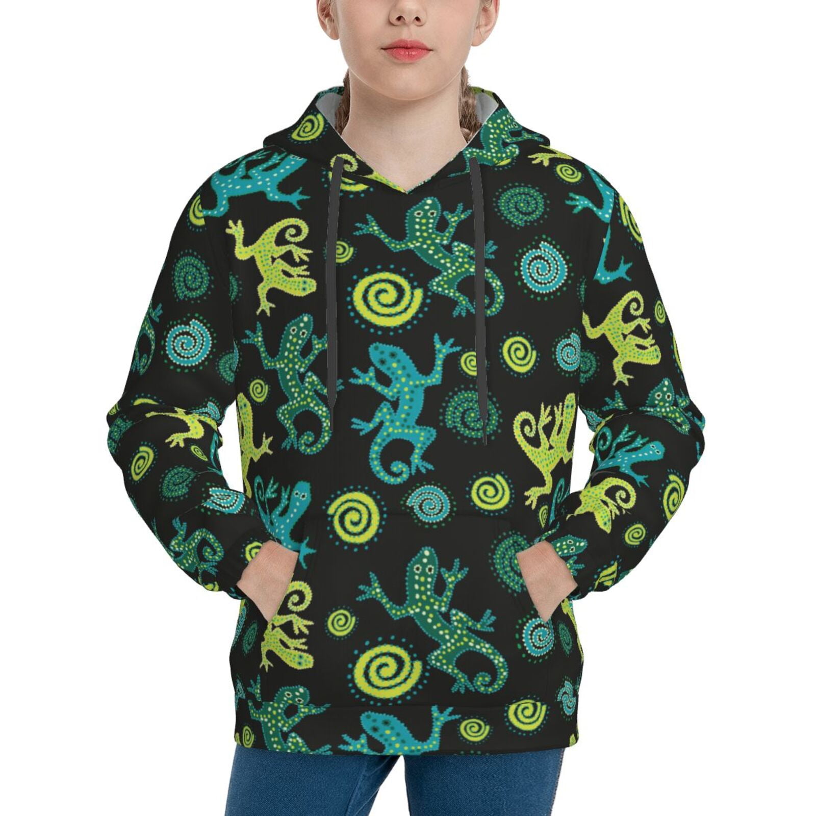 Hoodies for Teen Girls Boys - Exotic Abstract Cute Gecko Lizard Warm Boys' Fashion Hoodies ...