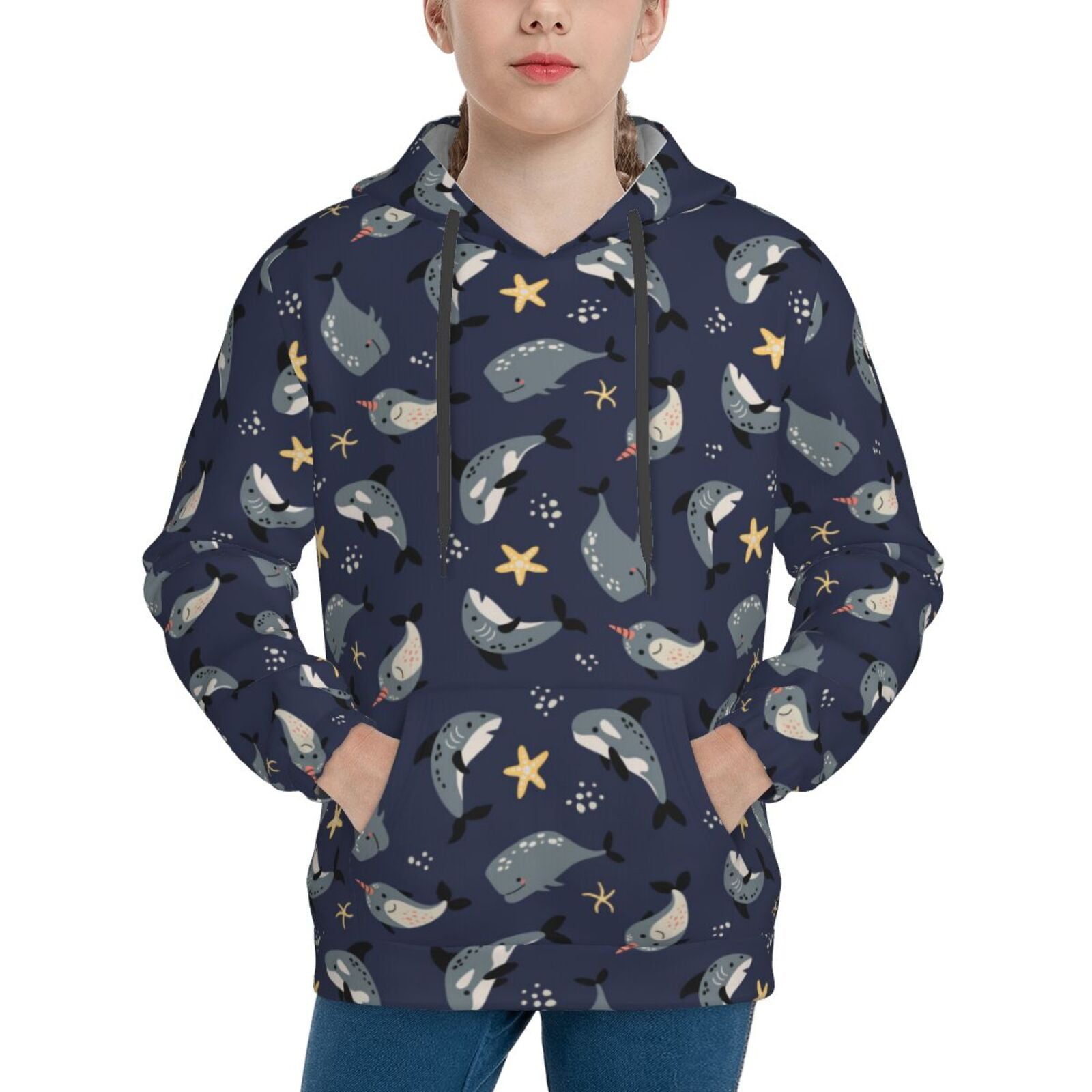 Hoodies for Teen Girls Boys - Funny Cartoon Cute Shark Whale Warm Boys ...