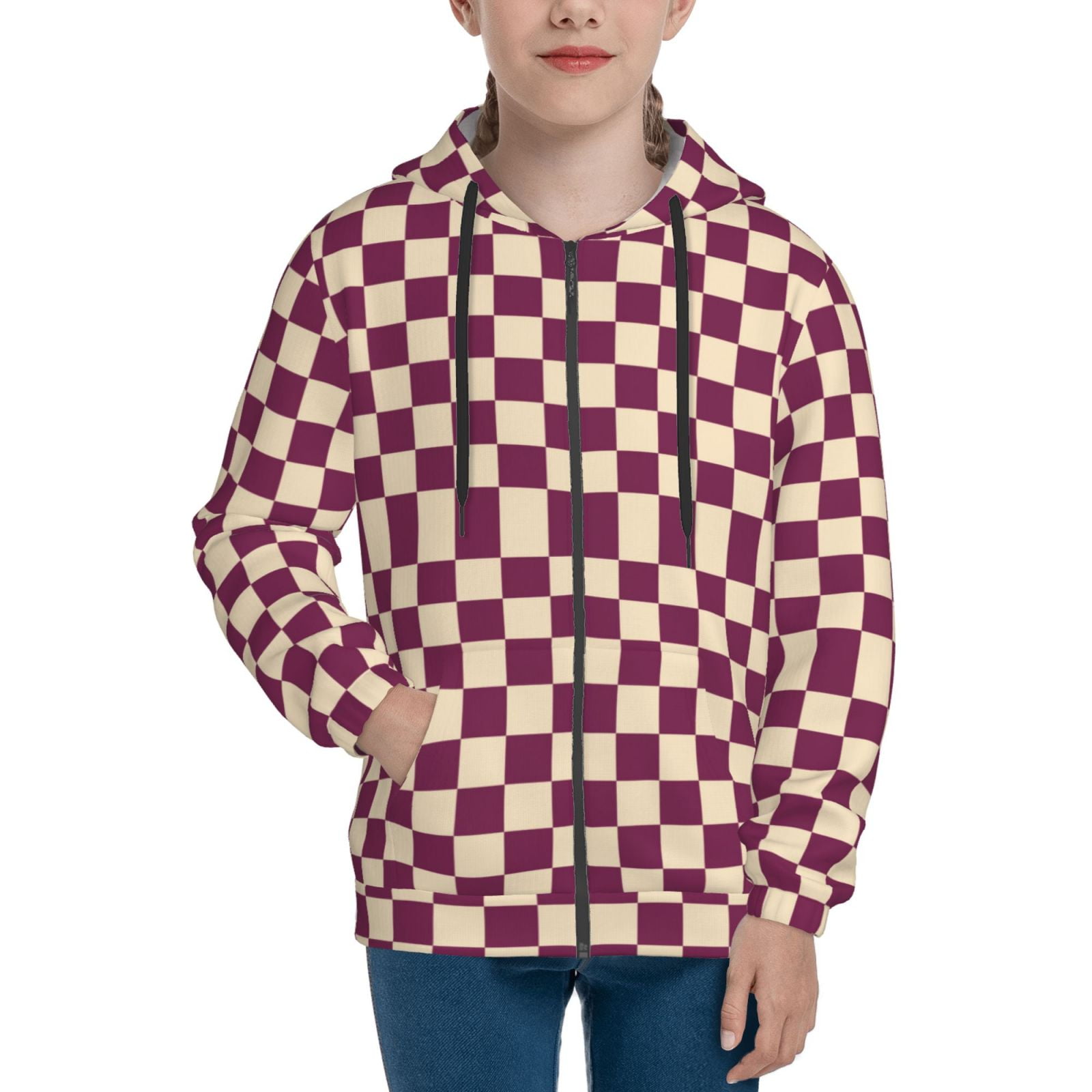 Hoodies for Teen Girls Boys - Groovy hippie checkered vintage Warm Boys ...