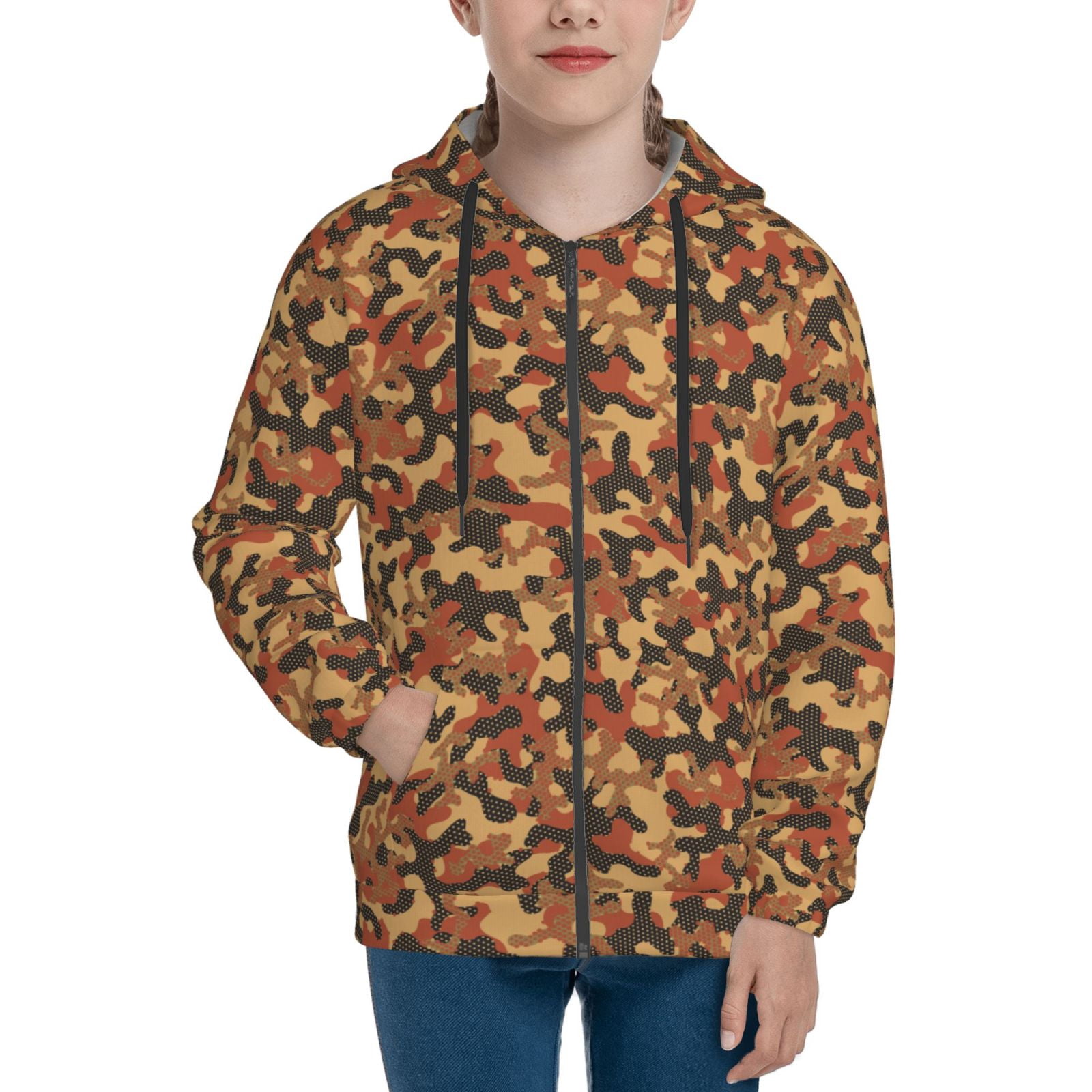 Hoodies for Teen Girls Boys - Red Black Camouflage Warm Boys' Fashion ...
