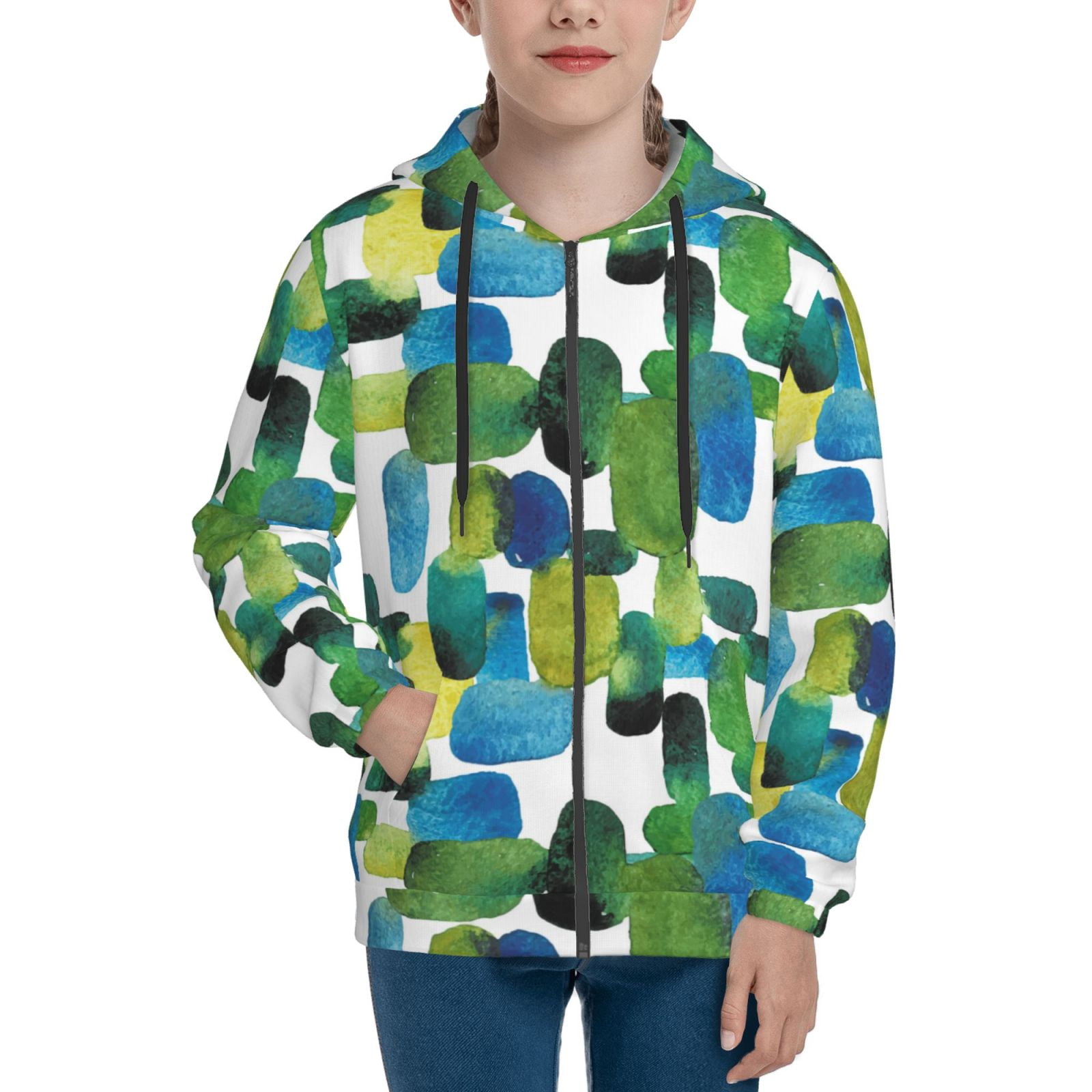 Hoodies for Teen Girls Boys, abstractly Bright Green pattern Long ...